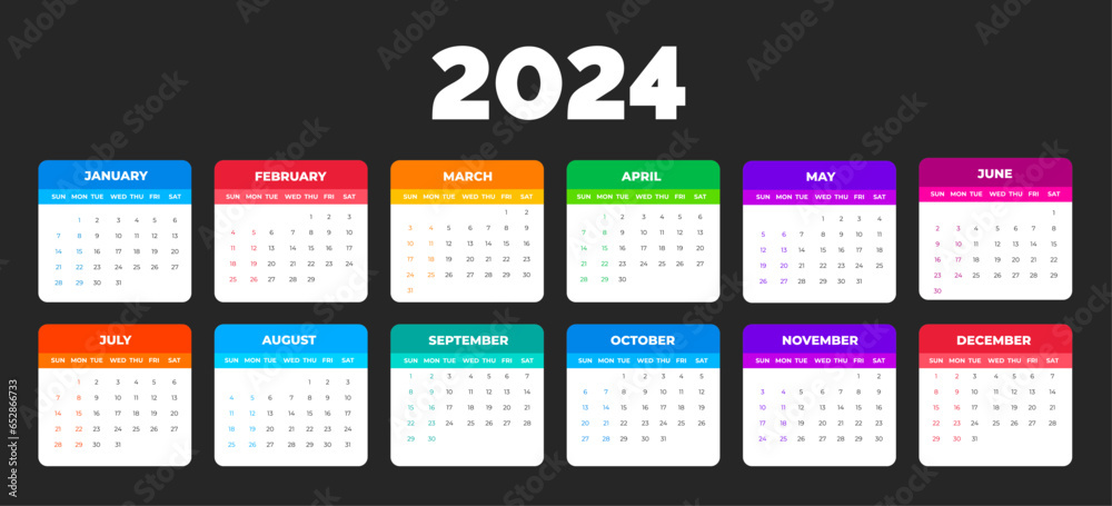 2024 colorful Calendar Desktop Planner Template set. Corporate business ... 2024 colorful Calendar Desktop Planner Template set. Corporate business ...
