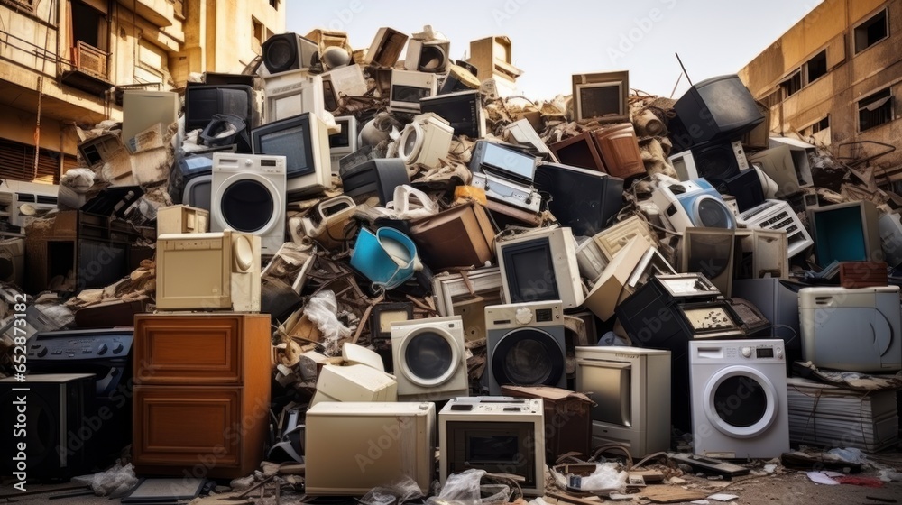 Collect and wait for disposal of electronic waste, refrigerators ...