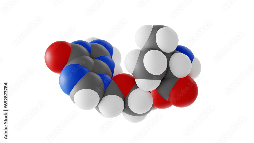 valaciclovir molecule, antiviral medication molecular structure ...