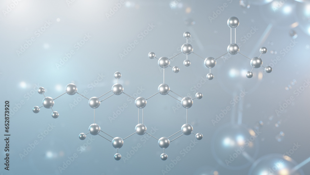 agomelatine molecular structure, 3d model molecule, atypical antidepressant, structural chemical ...