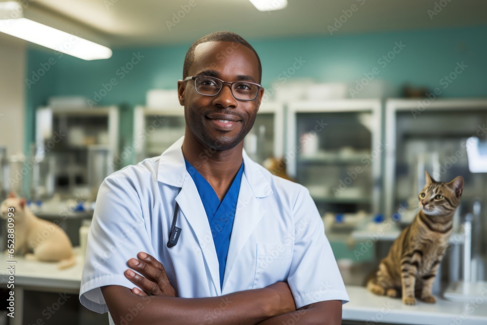 Black Male Veterinarian Occupation Job Workplace Background Generative ...