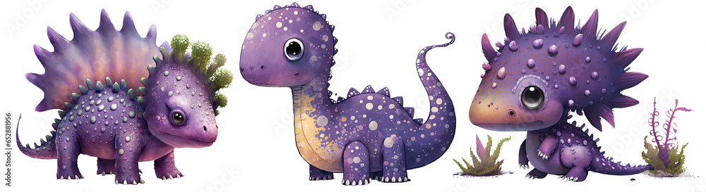 Set of baby Stegosaurus , Diplodocus, Spinosaurus dinosaur, Dinosaur ...
