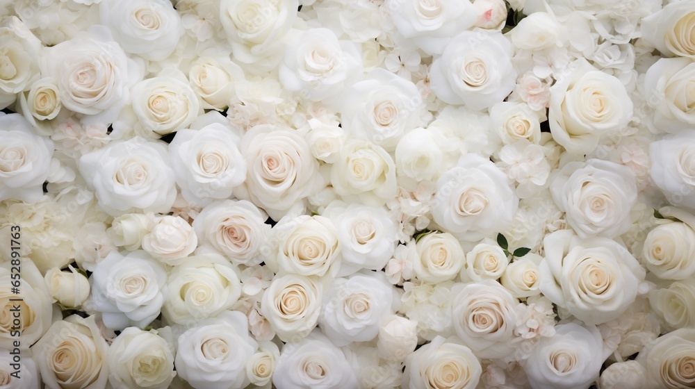 Backdrop of white roses flowers, wedding backgrounds. Stock Photo ...