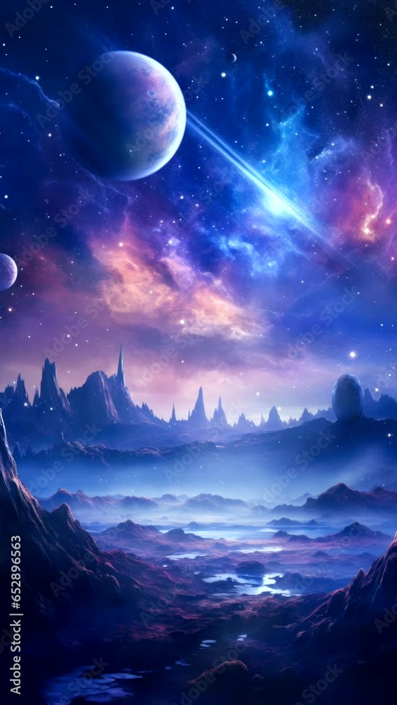 live wallpaper phone nature landscape space galaxy in dark falling ...