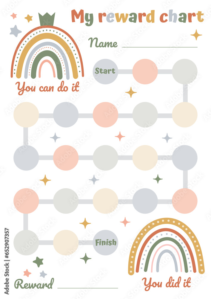 Vetor de Printable rainbow reward chart. Chore chart for toddler ... Vetor de Printable rainbow reward chart. Chore chart for toddler ...