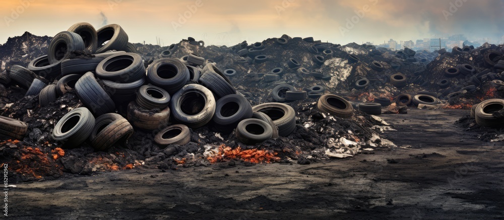 Recycling old tires reusing waste rubber disposing of worn out wheels ...