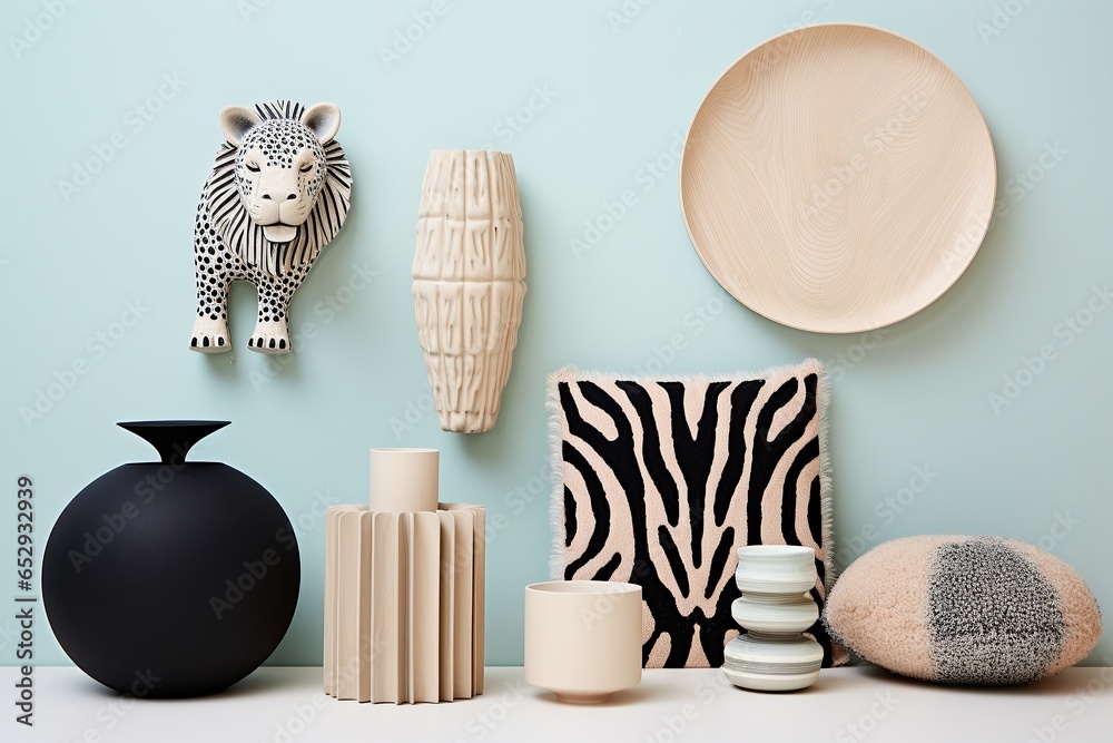 This minimalistic pastel interior design showcases a variety of ceramic ...