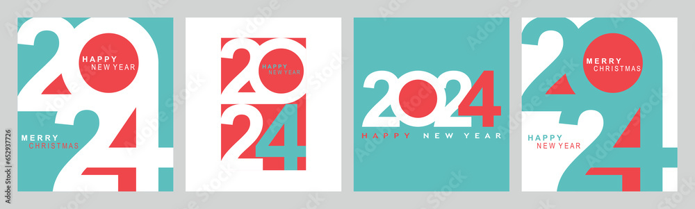 2024 typography design concept.Happy new year 2024 cover design with ...