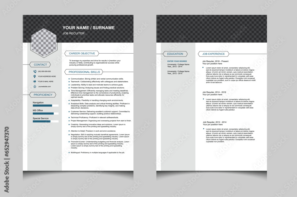 Double sided CV template. Classy employment interview minimalist sample ...