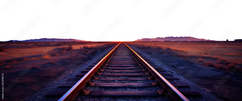 railroad tracks in the desert. transparent background PNG. sunset train ...
