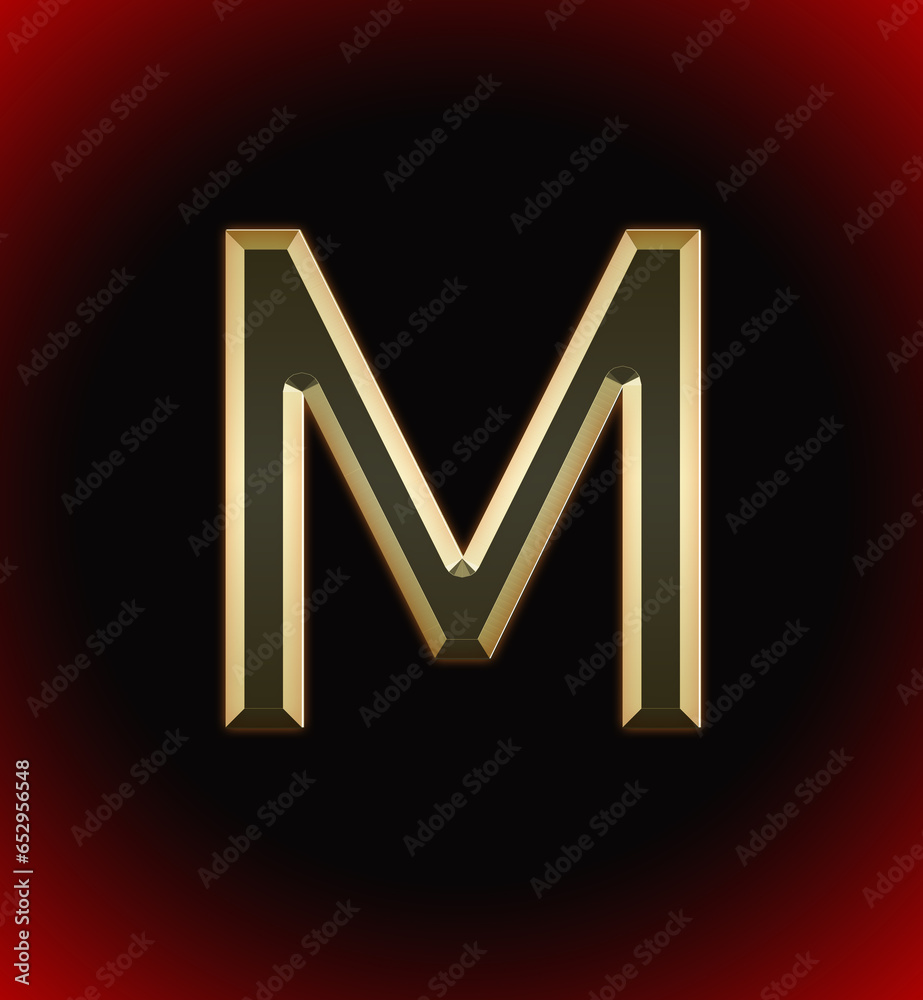Golden and shining Alphabet(letter) M and name of individual (boy or ...