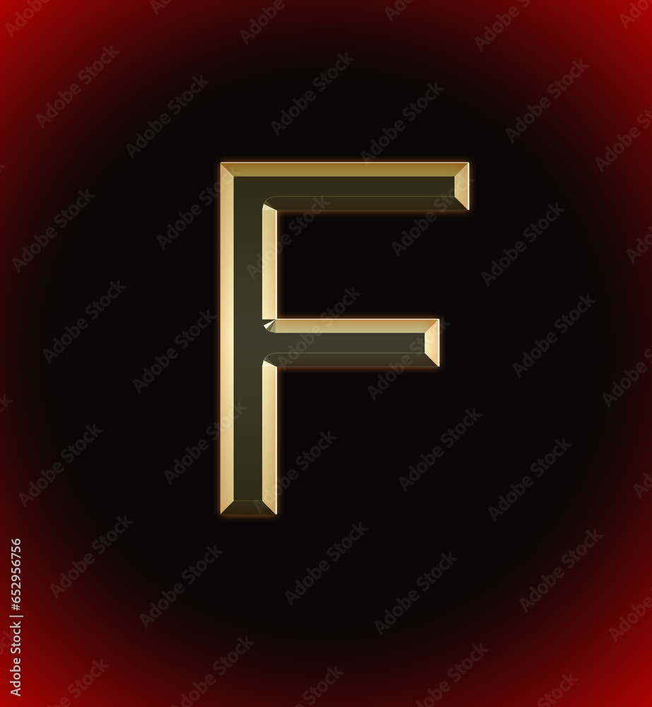 Golden and shining Alphabet(letter) F and name of individual (boy or ...