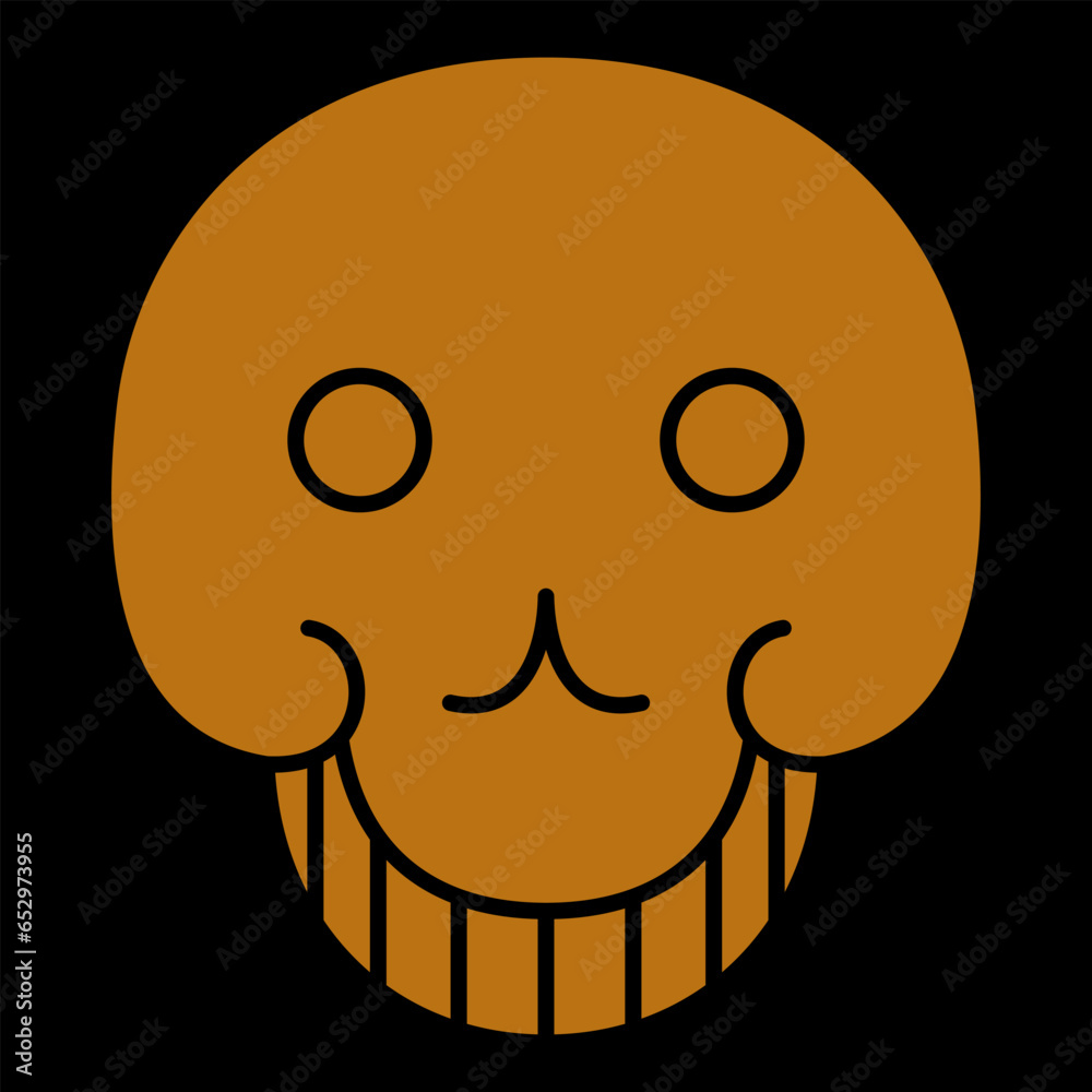 Stylized human skull. Smiling dead head. Medieval Russian folk design ...