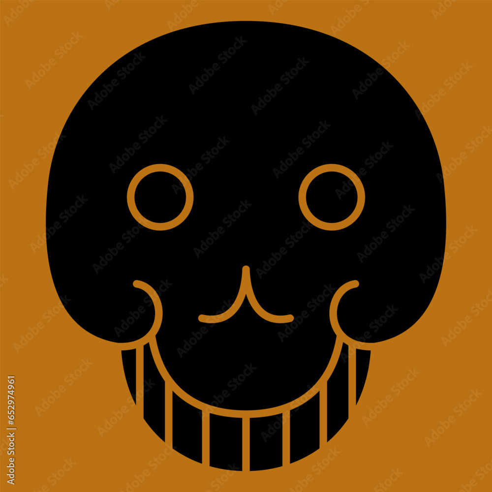 Stylized human skull. Smiling dead head. Medieval Russian folk design ...