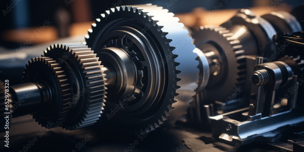 Industrial Machine Crafting Cogwheel Gears with a Captivating Blurred ...