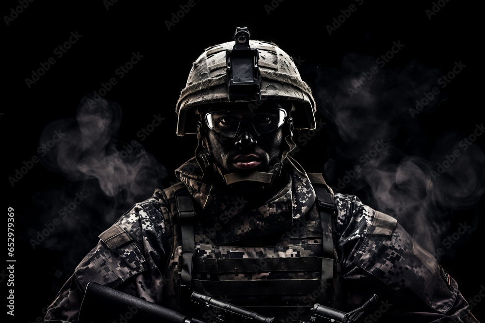 Modern army special forces equipped soldier, anti terrorist squad ...