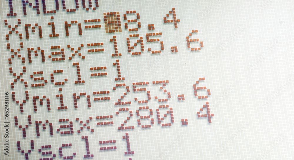 Multiple different math variables on a scientific calculator screen ...