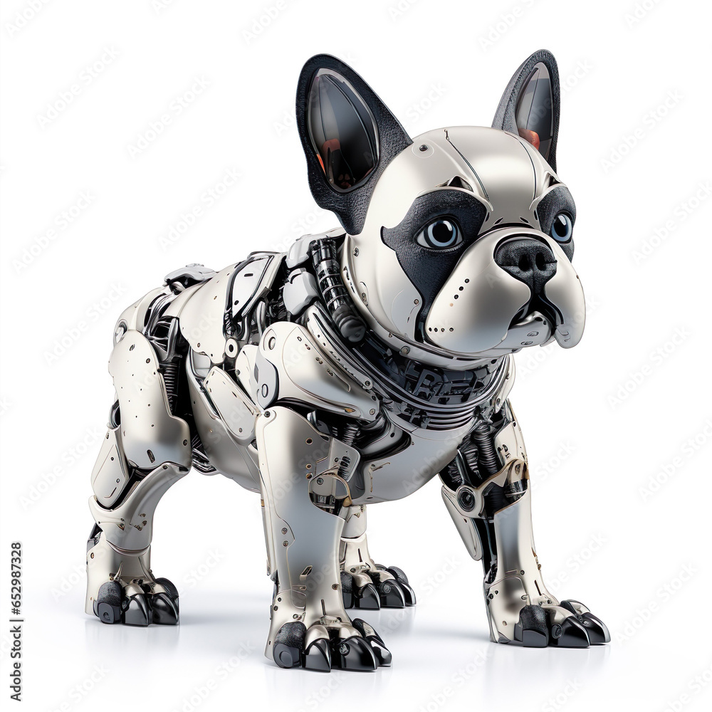 French bulldog toy futuristic pet dog AI robot bot artificial ...