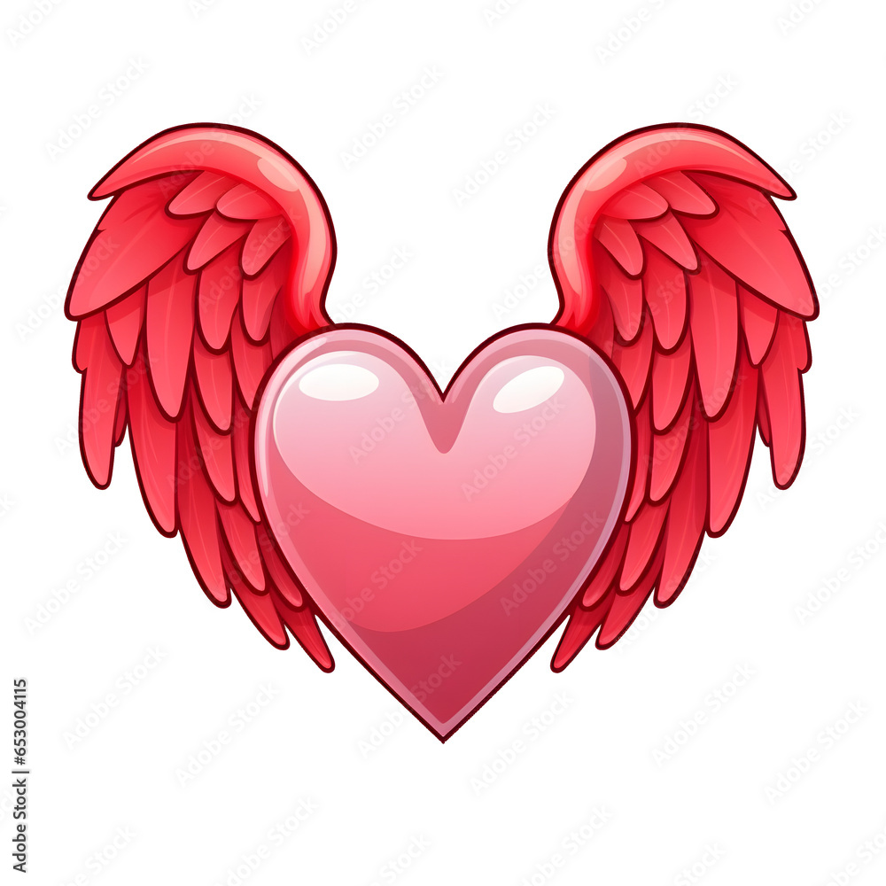 cartoon Heart with wings, transparent background Stock Illustration ...