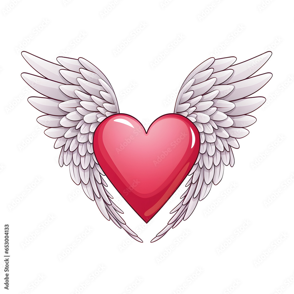 cartoon Heart with wings, transparent background Stock Illustration ...