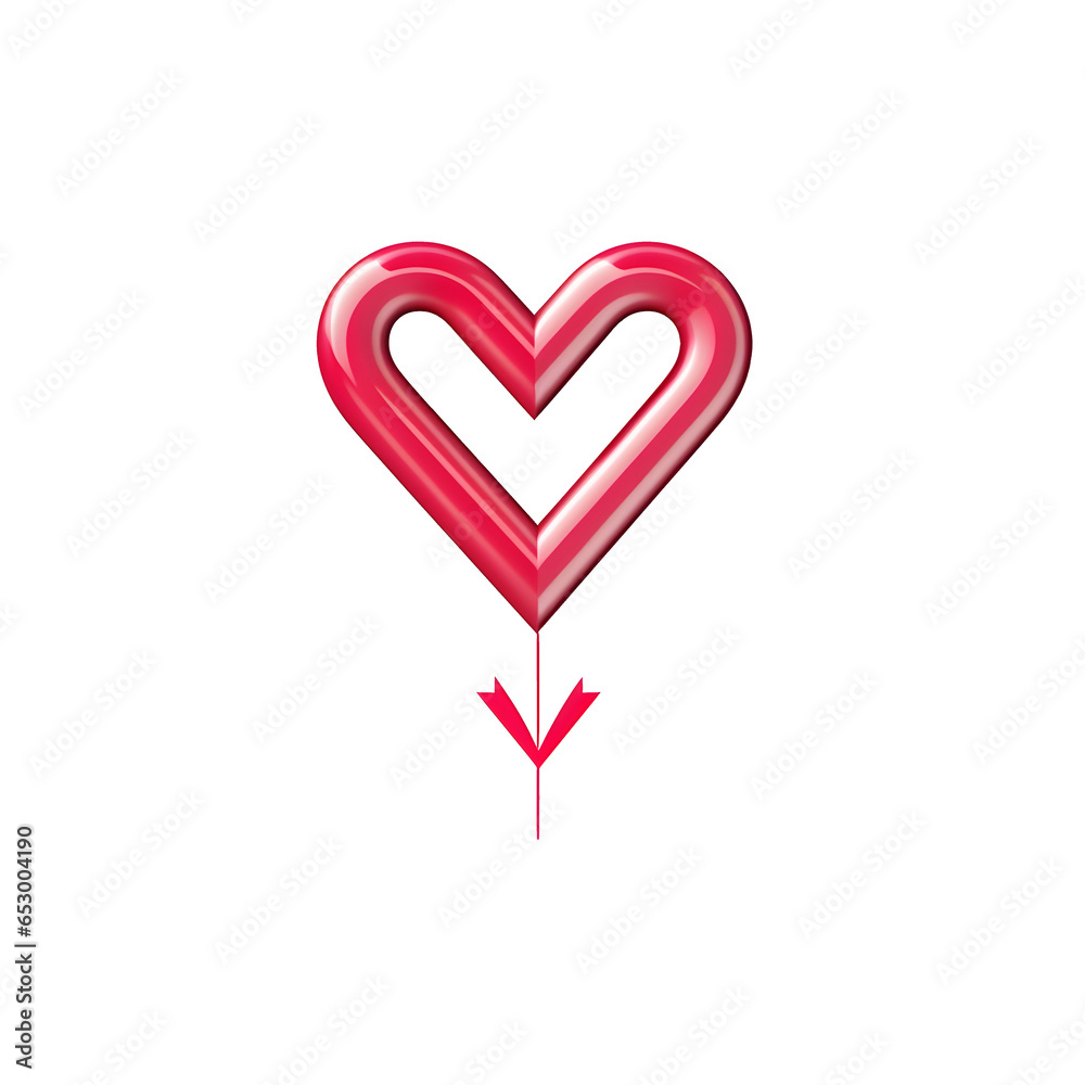 Cartoon heart-shaped arrow, transparent background Stock Illustration ...