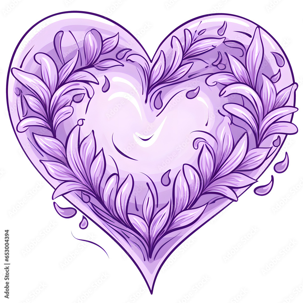 cartoon clipart of heart in the color Lavender, transparent background ...