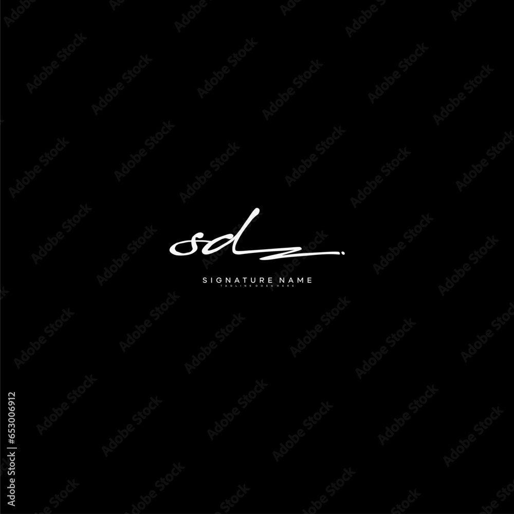 premium SD letter signature logo in handwriting art style monogram ...