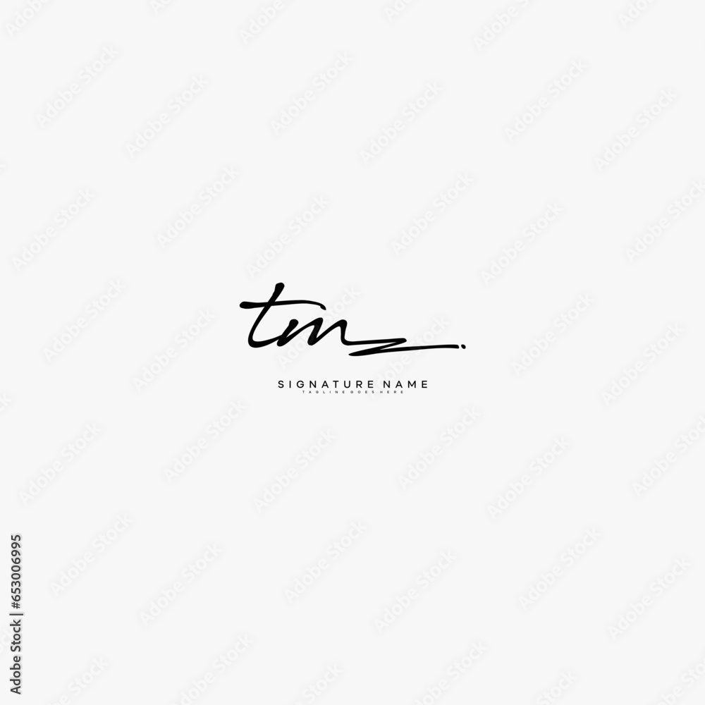premium TM letter signature logo in handwriting art style monogram ...