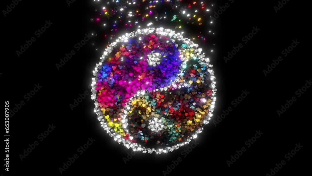 YinYang symbol animation made with heart particle, animation of yin yan ...