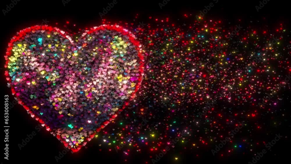 Particle Glowing Heart Shape, Sparkling Heart Particles Animation, Red ...