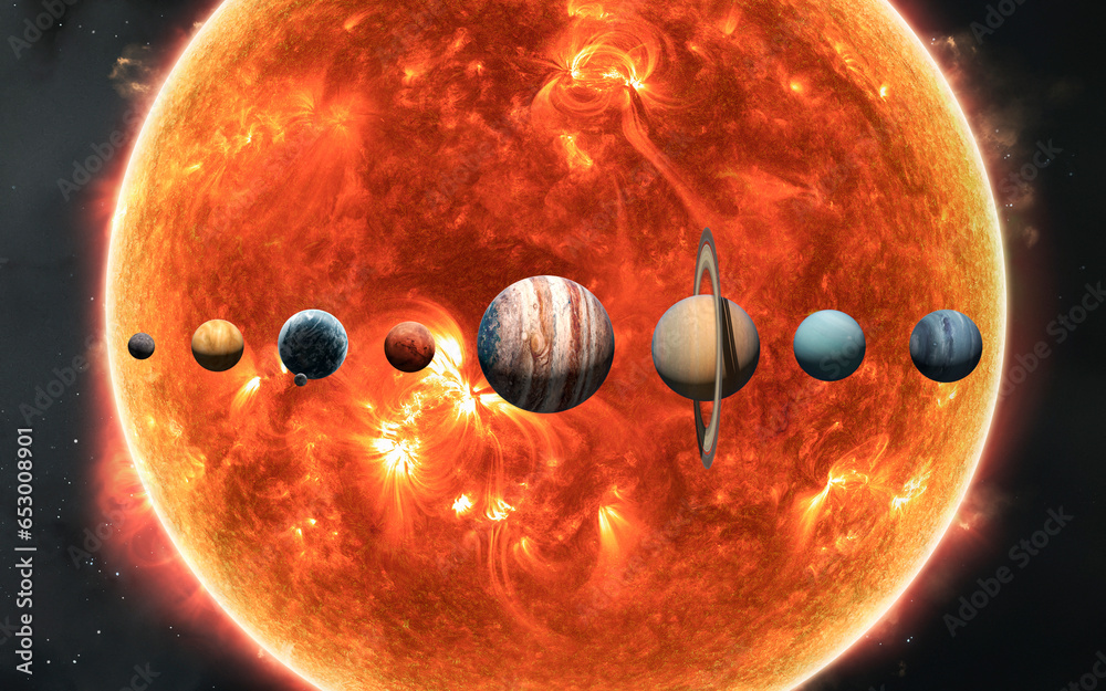 3D illustration of Solar system - all planets in high quality. 5K ...