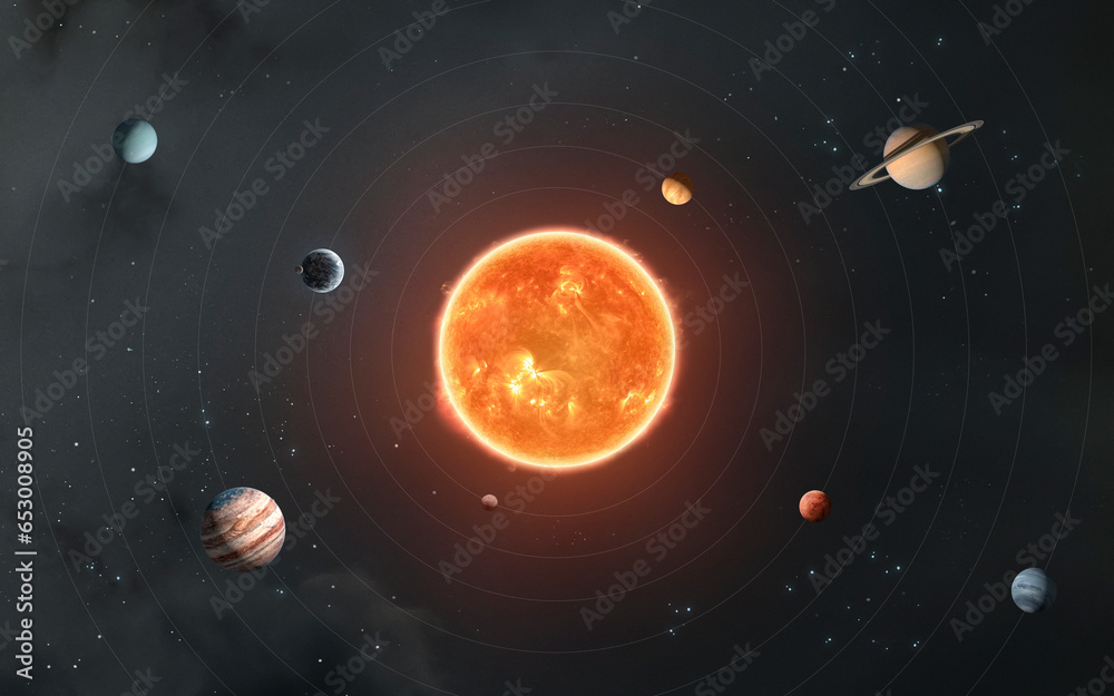3D illustration of Solar system - all planets in high quality. 5K ...