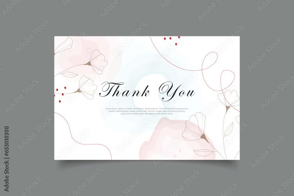 thank you card template design with abstract minimalist background ...