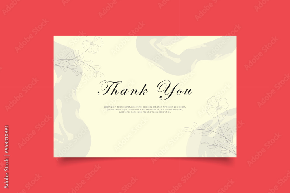 thank you card template design with abstract minimalist background ...