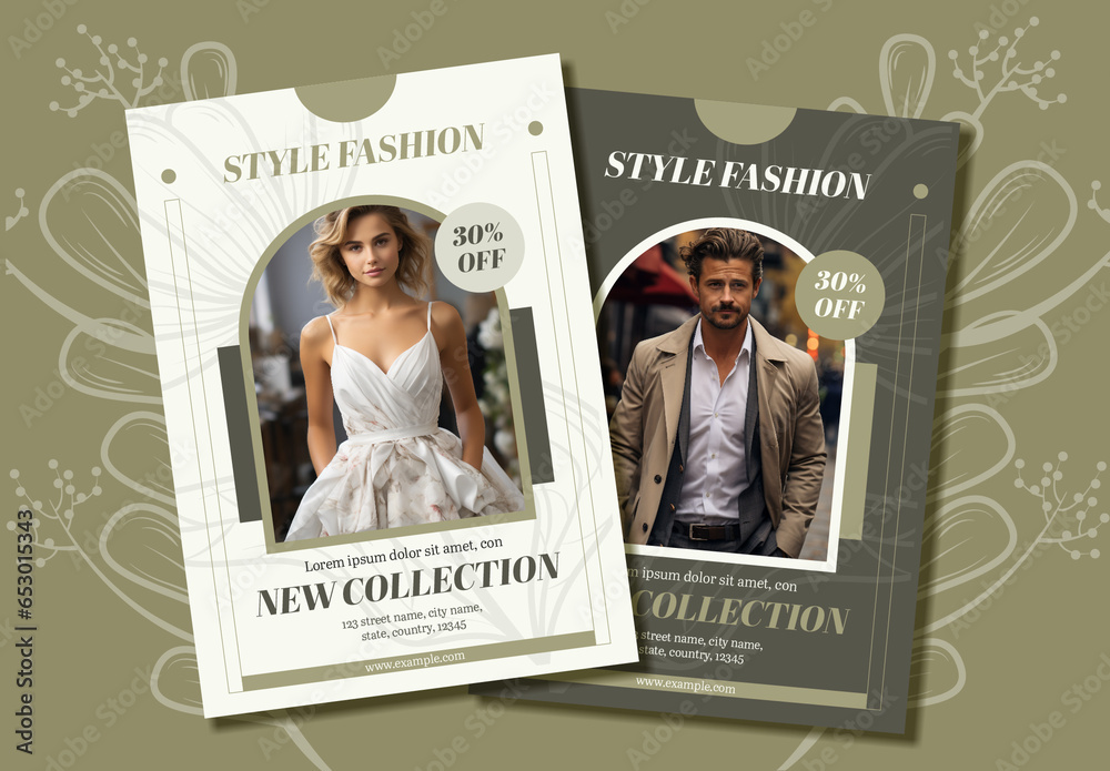Beige and Olive Green Fashion Stylish Modern Promotional Flyer Stock ...