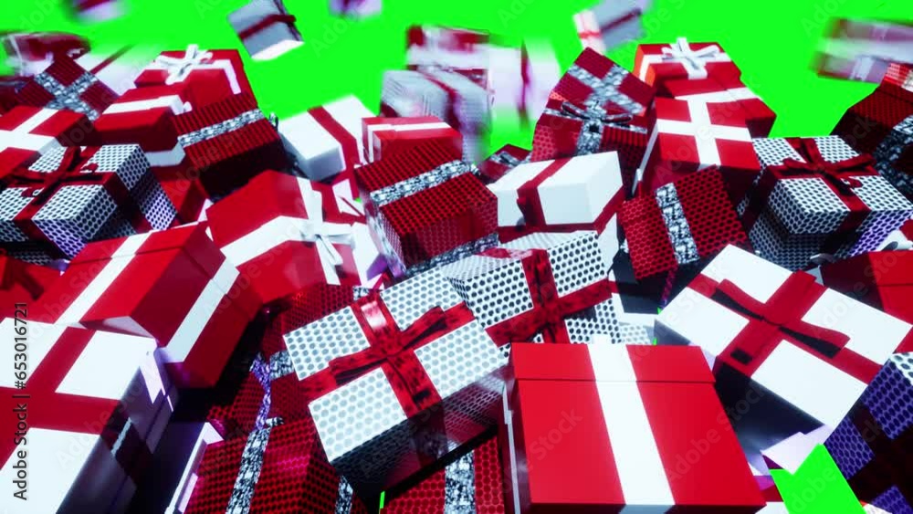 falling christmas preents on green screen background. Holiday ...