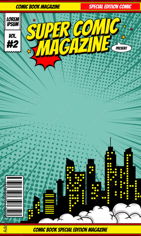 Cartoon comic magazine template background Stock Vector | Adobe Stock