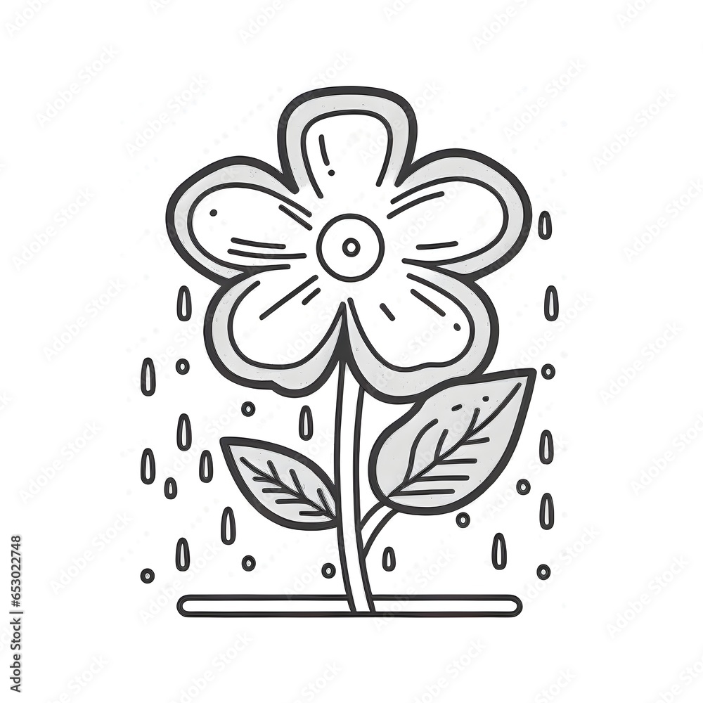 no color hand drawn style flower flat 2d icon white background no noise ...