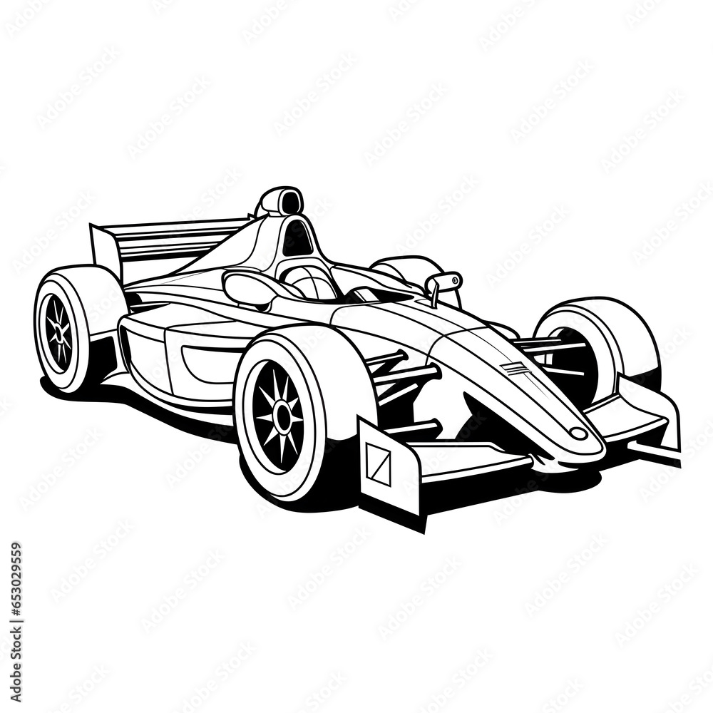 Outline drawing of fast Cartoon racing car concept, car coloring page ...