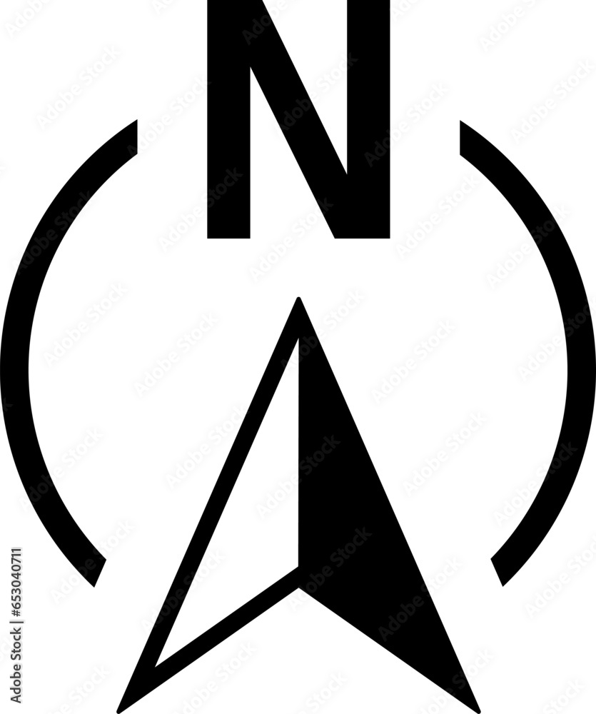 Basic North Arrow Mark Sign Symbol Icon for Map Orientation. Vector ...