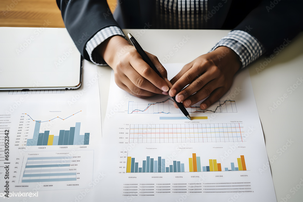 Business analytic, data representations including bar graphs, line ...