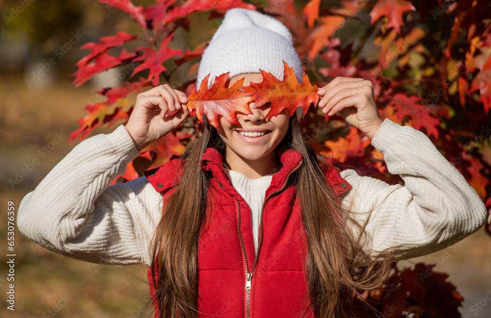 autumn beauty. school girl in september. happy teen girl in fall ...