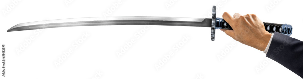 Samurai Sword or Rapier isolated on white background, Sliver Samurai ...