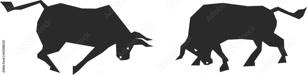 Bull images set. Bull logo designs set, Stylized silhouettes of ...