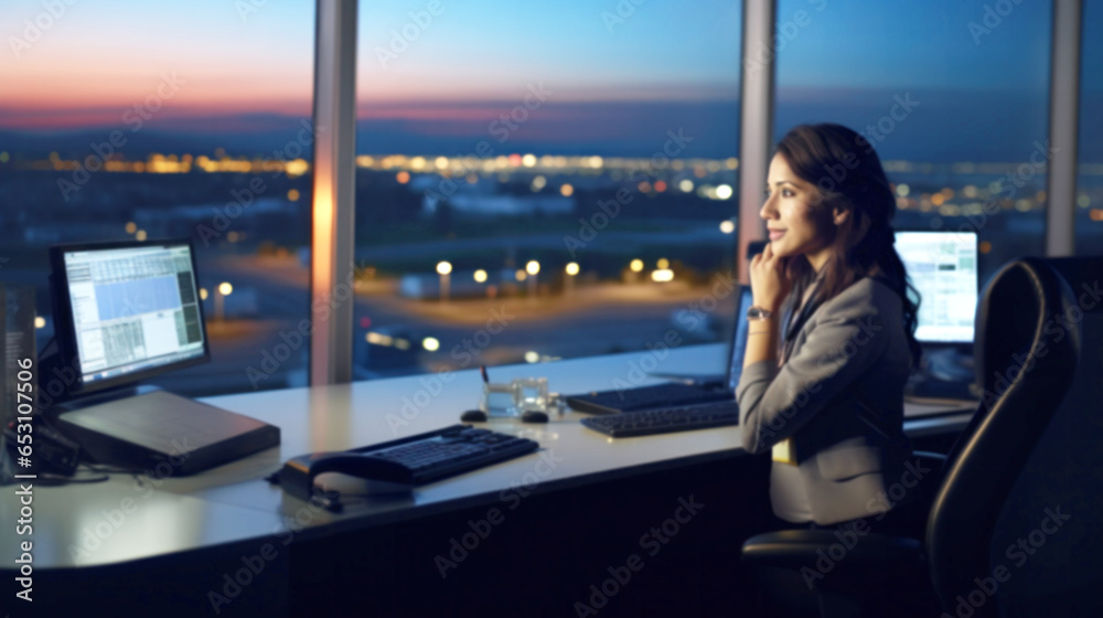 Diverse Air Traffic Control Working, Airport Towers, Navigation Screens ...