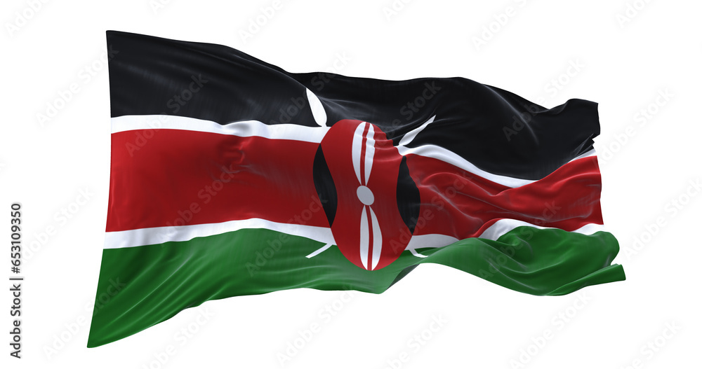3d illustration flag of Kenya. Kenya flag waving isolated on white ...