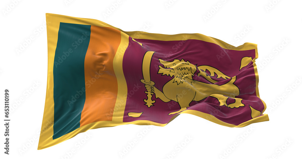 3d illustration flag of Sri Lanka. Sri Lanka flag waving isolated on ...