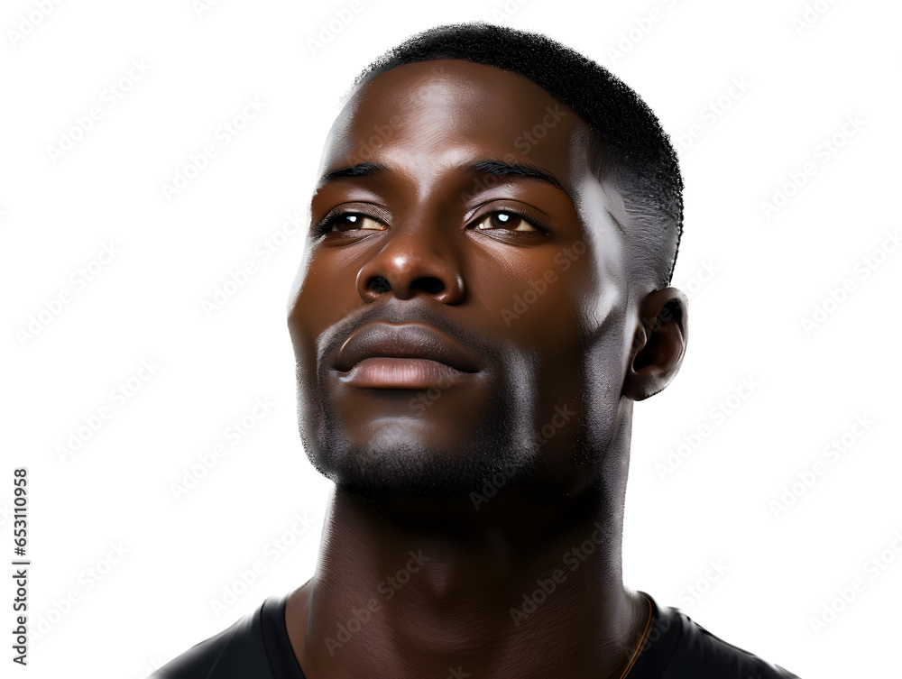 Portrait black man with flawless and glowing melanin skin isolated on ...