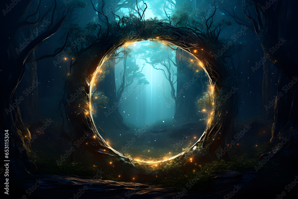 Magical majestic portal in the shape of a circle in Mystical dark ...