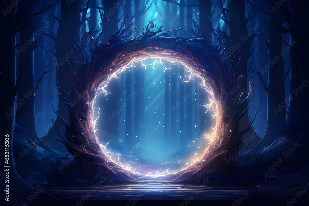 Magical majestic portal in the shape of a circle in Mystical dark ...
